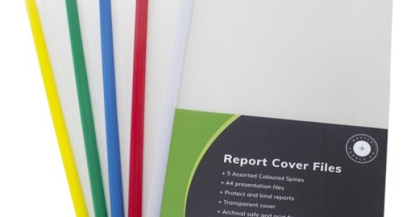OSC Report Cover Clear A4 Assorted Spine Pack 5