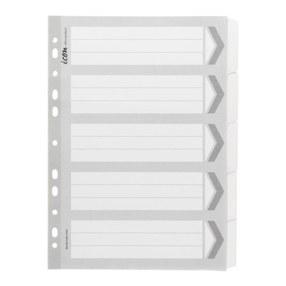 Cardboard Dividers with Reinforced Tabs 5 Tab White