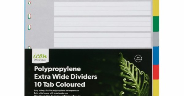 PP Dividers Extra Wide 10 Tab Coloured